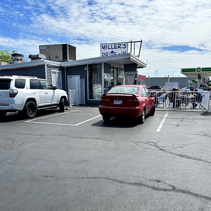 The parking lot—hallowed ground where vehicles of all kinds converge for a singular mission: the pursuit of perfect drive-in delights.