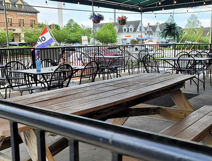 Outdoor seating for when your meat sweats need fresh air. Nature's dining room, where the only thing better than the view is what's on your plate.
