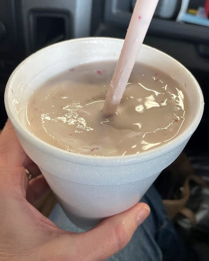This shake isn't just thick—it's practically structural. The straw stands at attention in this creamy masterpiece that demands to be savored.