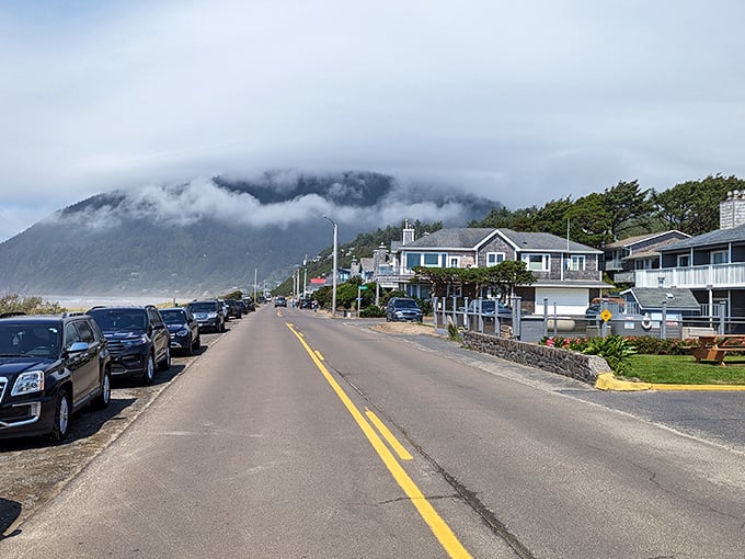 Ocean on one side, homes on the other—Manzanita's coastal road offers the kind of commute that makes you forget you're actually going somewhere.