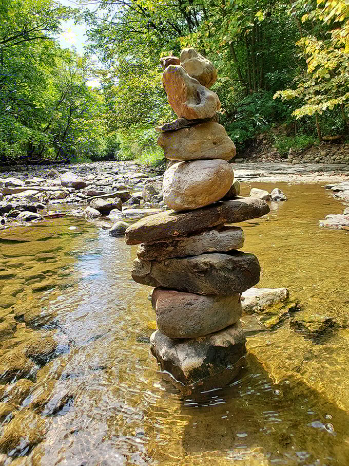 Stone balancing—the original Jenga for nature enthusiasts. Temporary art that says "humans were here" without spray paint or initials carved in trees.