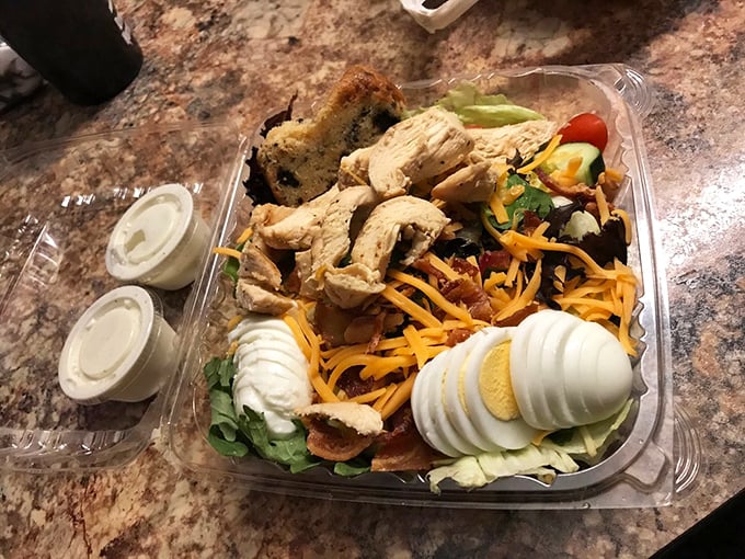 A salad that doesn't apologize for being healthy—it's too busy showing off its protein credentials and perfect hard-boiled egg technique.