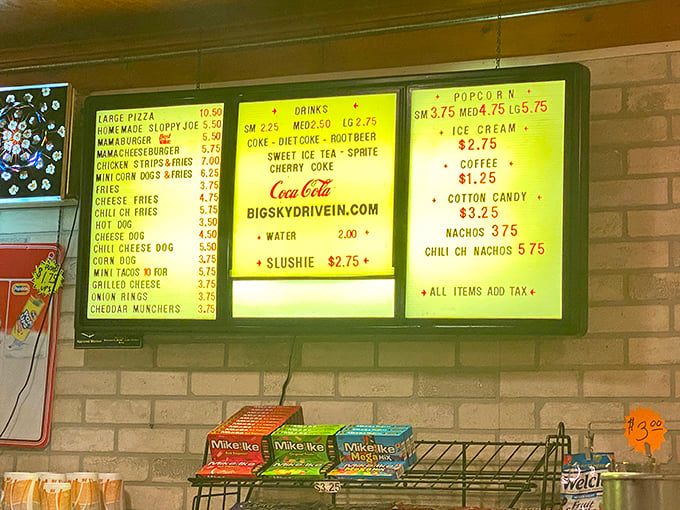 A menu board that reads like a love letter to simple pleasures—where "MINI CORN DOGS & FRIES" becomes poetry.