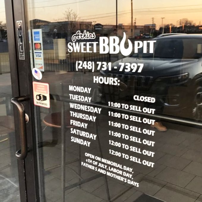 Hours that don't promise "closing time" but "SELL OUT"—the most honest business model in food. Plan accordingly or face the consequences of missing out.