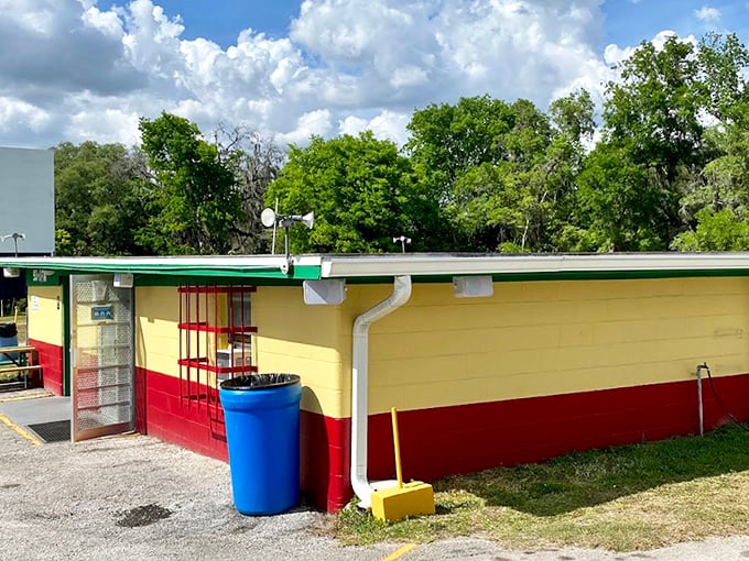 The cheerful yellow and red concession stand stands ready to fulfill all your nostalgic snack desires – because no movie is complete without buttery popcorn.