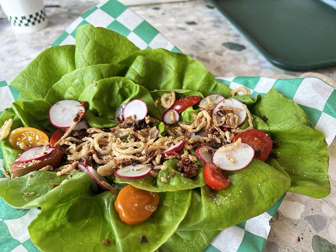 A salad that doesn't apologize for being a salad. Fresh, vibrant, and proof that vegetables can hang with the meat-centric menu items.