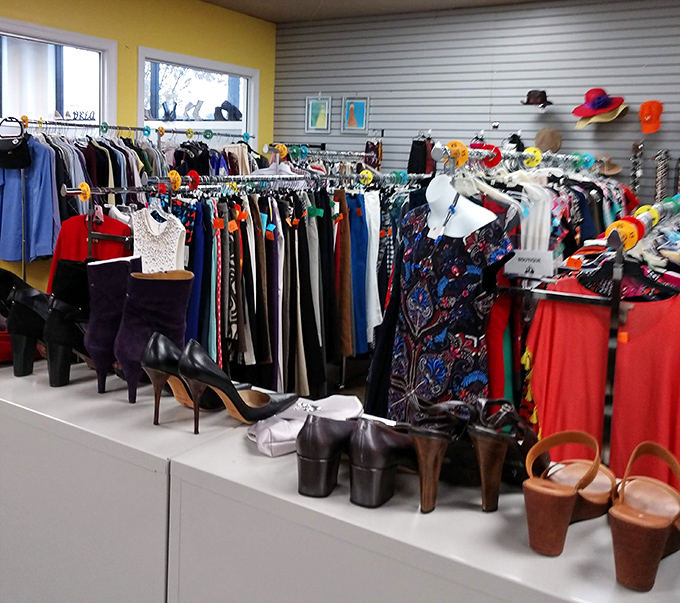 The fashion runway meets practical storage solutions. Those heels lined up below are ready for their second act at your next dinner party.