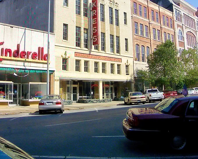 The historic Kress building on 22nd Avenue stands as a reminder of Meridian's commercial heyday and now contributes to its affordable cultural renaissance.