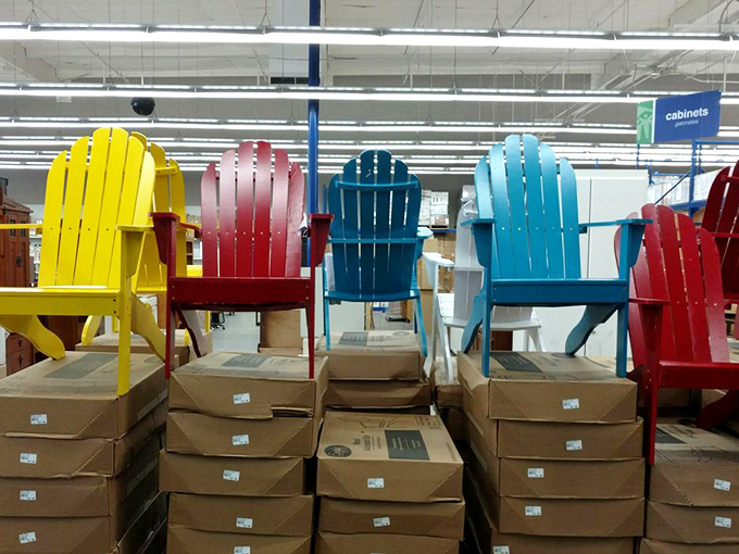 Adirondack chairs in a rainbow of possibilities just begging for a cold drink and a sunset. Summer seating that brings resort vibes to your backyard without the resort bill.