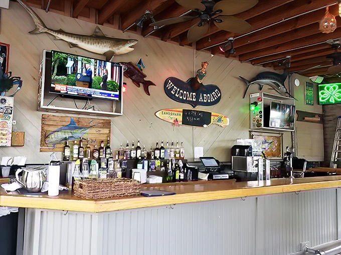 The nautical-themed bar area nods to Virginia Beach's coastal heritage while maintaining the warm, welcoming vibe that defines the Murphy's experience.
