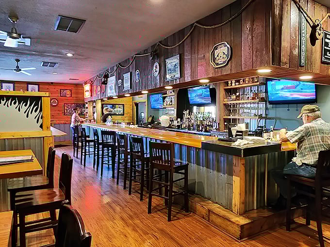 The well-stocked bar proves Squealers understands that great barbecue deserves proper liquid accompaniment – from beer to bourbon and beyond.