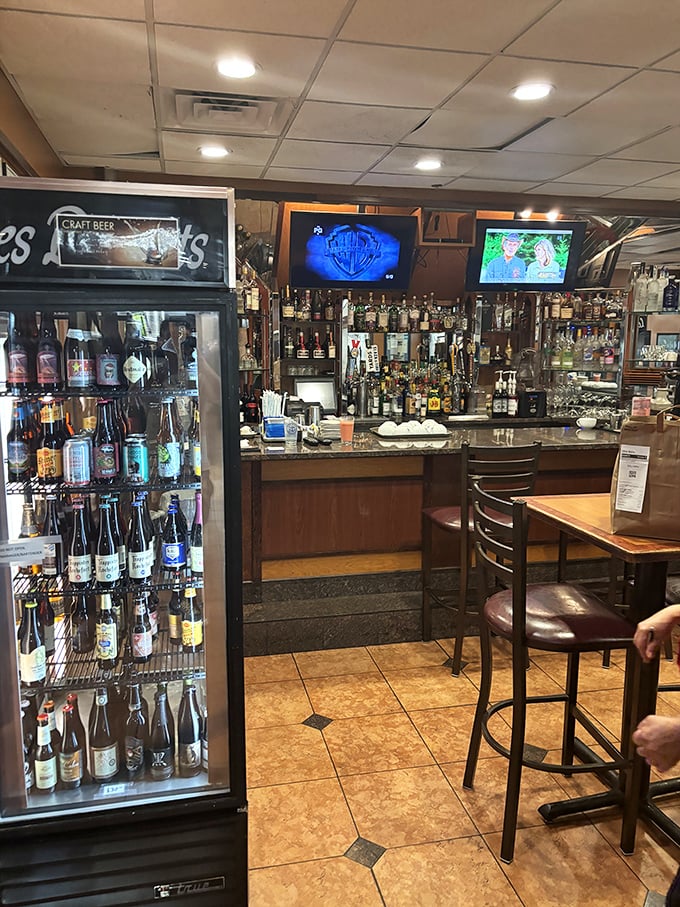 The bar area offers craft beers alongside classic cocktails—because sometimes your pancakes need a Bloody Mary companion. Breakfast of champions, indeed.