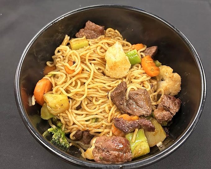 Beef yakisoba brings noodle nirvana to Orlando – a tangle of savory satisfaction that puts ordinary takeout to shame.