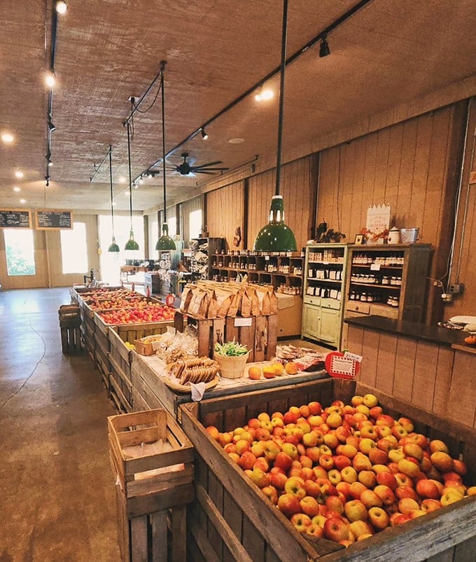 Brant's Apple Orchard showcases nature's bounty in wooden crates and friendly displays, where "farm-to-table" isn't a trend—it's just Tuesday.