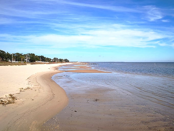 The gentle meeting of sand and Gulf waters creates a peaceful shoreline perfect for contemplative walks and impromptu shell collections.