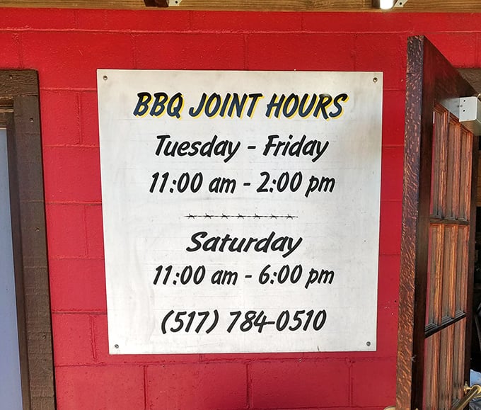 Hours posted with confidence—they're open until they sell out. In the barbecue world, that's not a limitation, it's a badge of honor.