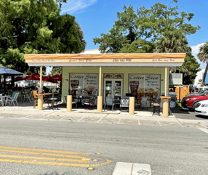 The Cooter Stew Cafe—where turtle soup tradition meets waterfront dining in a setting that screams "authentic Florida" without saying a word.