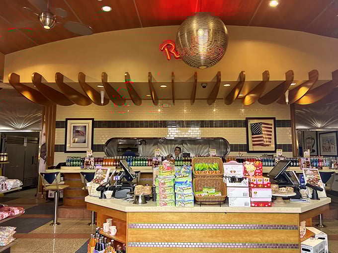 A disco ball above classic diner décor? It's this unexpected touch of whimsy that makes Richie's feel both timeless and uniquely Californian at the same time.