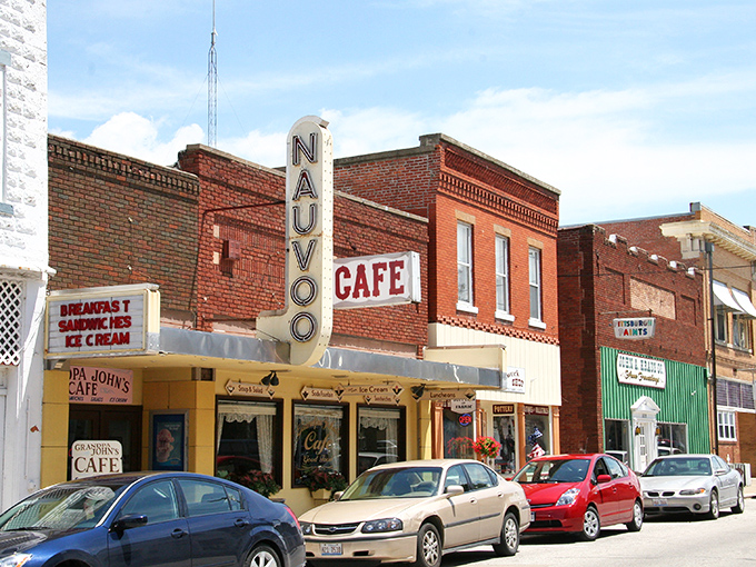 Downtown Nauvoo's main drag looks like the set of a feel-good movie where everybody knows your coffee order.