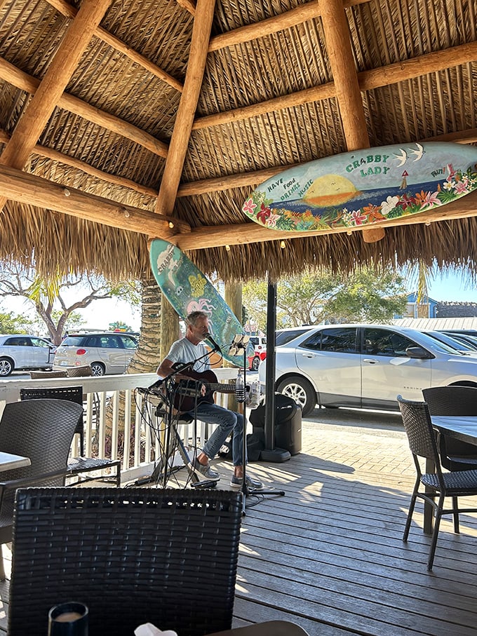 Live music under a thatched roof – because seafood tastes better with a soundtrack of island tunes and gentle Gulf breezes.