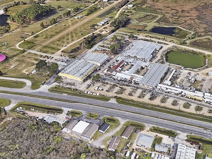Bird's eye brilliance! This aerial view shows the impressive scale of International Market World—a bargain city unto itself in Auburndale.