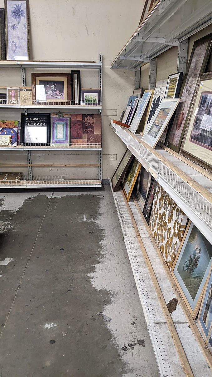 The art section—where someone's discarded inspirational poster becomes your living room's conversation piece for years to come.