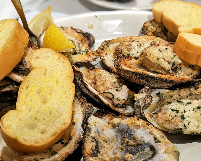 These aren't just grilled oysters – they're little miracles from the Gulf. Buttery, garlicky treasures on the half-shell with perfect char marks.