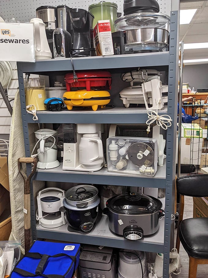 The small appliance section – where coffee makers, waffle irons and slow cookers get their second chance at kitchen stardom.