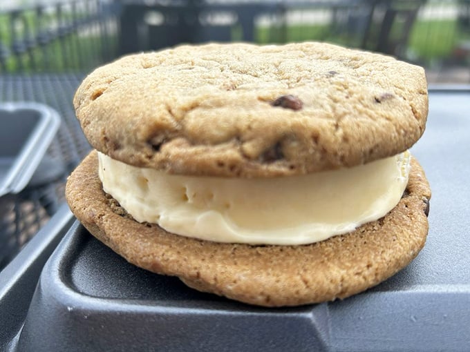 The dessert plot twist—a homemade ice cream sandwich that somehow finds room in your stomach no matter how much barbecue preceded it.