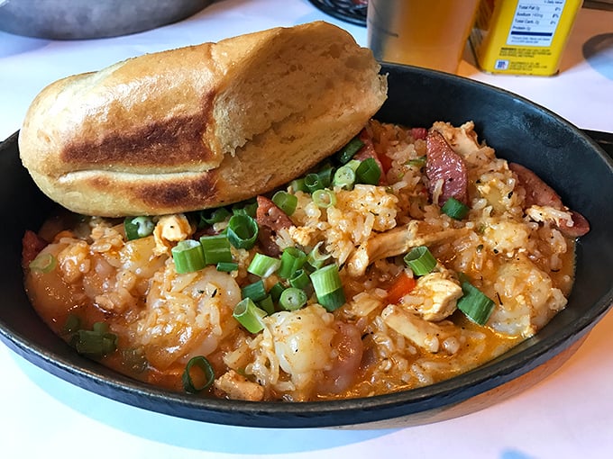 Jambalaya that brings New Orleans to Minneapolis—a spicy, soulful skillet where shrimp and sausage throw the ultimate rice party.