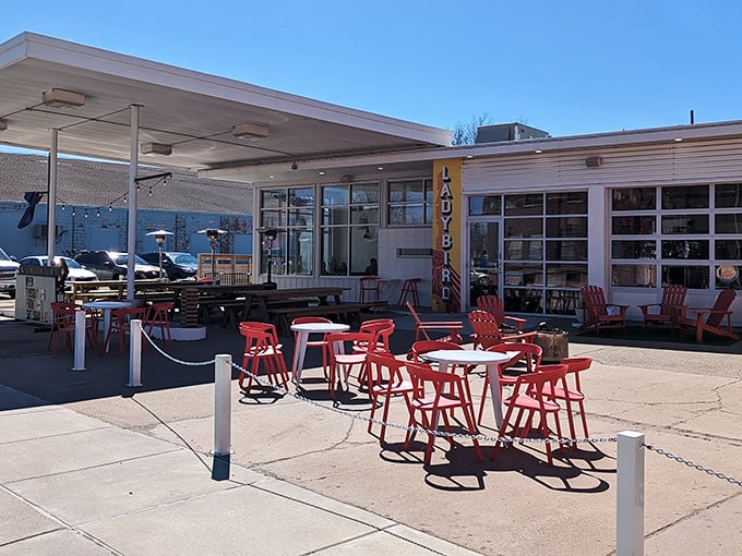 Ladybird Brewing's patio invites you to sip locally crafted beers while watching the world go by. Retirement goal: master the art of unhurried enjoyment.