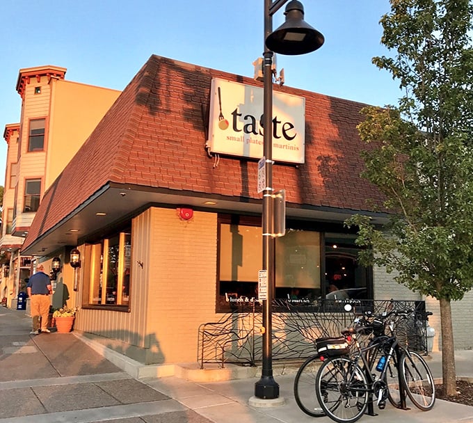 Taste anchors its corner of South Haven with quiet confidence, bicycles parked outside suggesting the best way to arrive—hungry and ready for adventure.