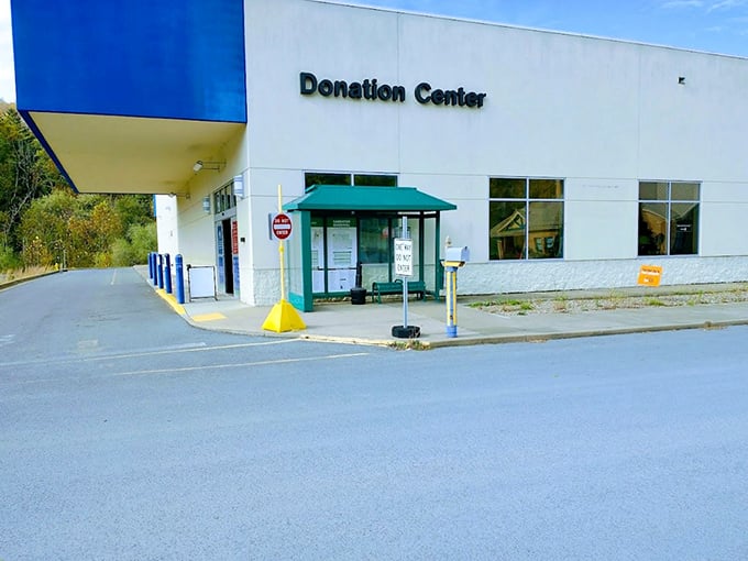 The donation center entrance—where one person's "I don't need this anymore" becomes another's "I can't believe I found this!" The circle of thrift life begins here.