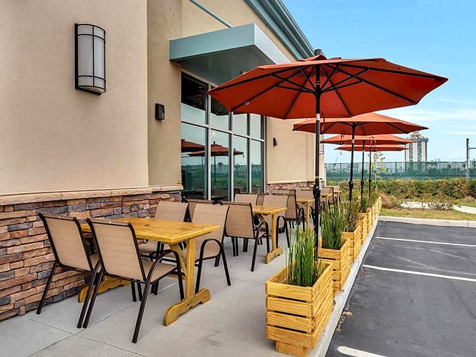 The outdoor seating area offers Florida's version of al fresco dining – where gentle breezes complement the aromatic wafts from your plate.