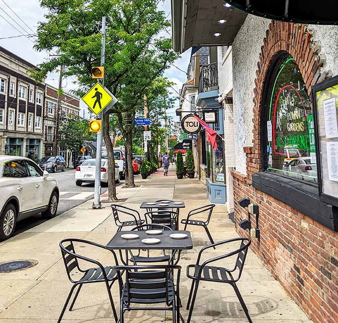 Sidewalk seating offers a front-row view to Little Italy's charming street life – perfect for people-watching between bites of bruschetta.