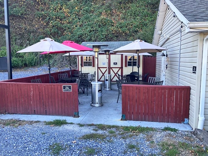 The outdoor seating area—where fresh air enhances flavor and Pennsylvania summers feel like they were designed specifically for enjoying ribs.