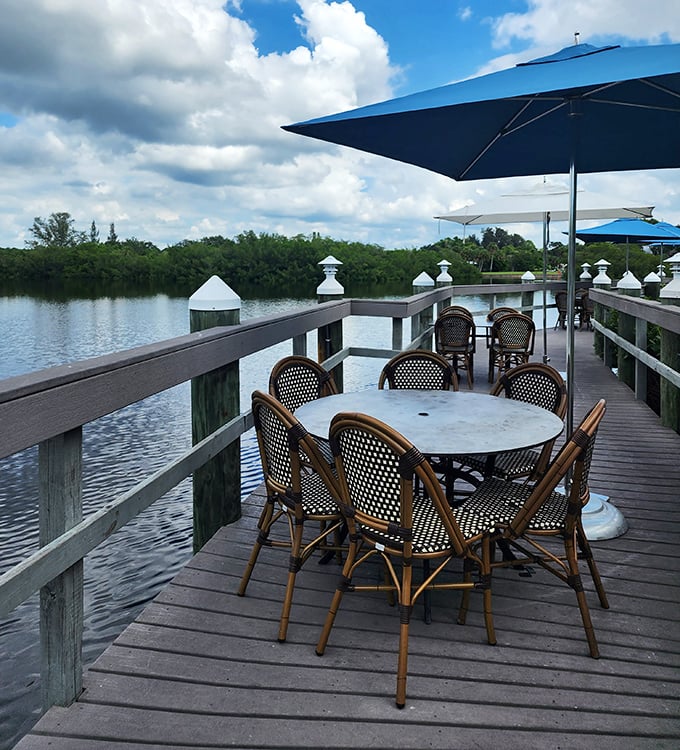 Waterfront dining that makes you wonder why you ever eat indoors. This deck isn't just a place to sit—it's Florida's dining room with nature's soundtrack.