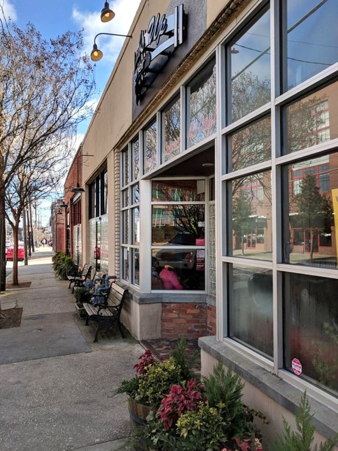 The welcoming storefront on Edgewood Avenue doesn't just say "come in" – it practically reaches out and pulls you through the door by your hungry nose.