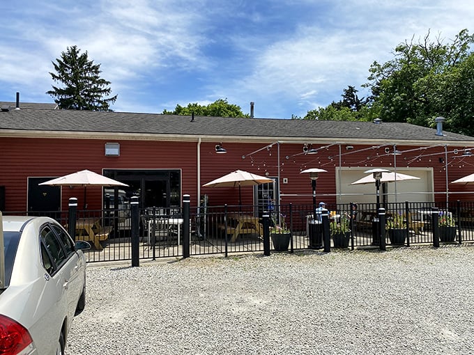 The outdoor seating area—where summer evenings are made complete with cold beers, hot BBQ, and the occasional gentle Ohio breeze.
