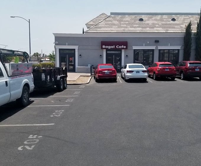Even from the parking lot, the Bagel Cafe beckons with its siren call of "real bagels in Vegas"—a promise it delivers on spectacularly.