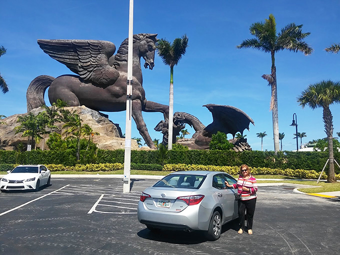 Even from the parking lot, Pegasus commands attention—proving some Florida attractions are worth skipping the beach for.