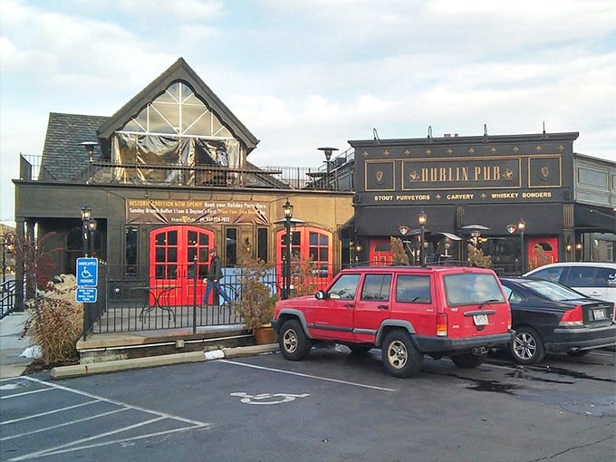 The Dublin Pub's exterior reveals its dual personality – part traditional Irish pub, part neighborhood gathering spot, all welcoming to hungry Daytonians and visitors alike.