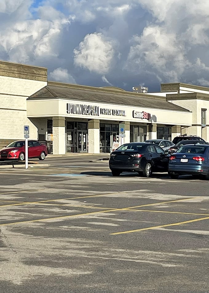 Even from the parking lot, possibility beckons. Under those dramatic Ohio clouds, fashion dreams await without the nightmare prices.