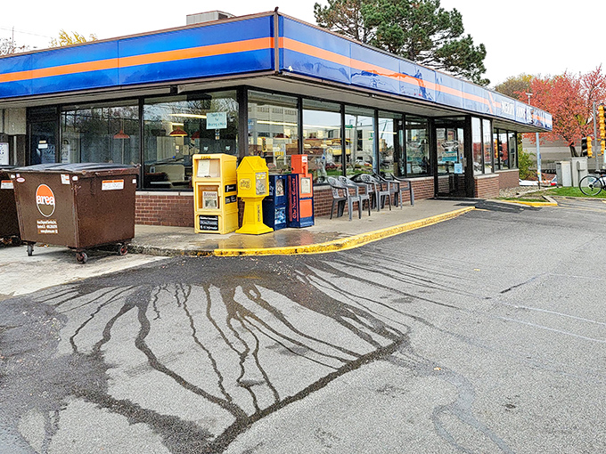 Even the parking lot has character—where hungry patrons have been pulling in for their breakfast fix through rain, shine, and Midwestern winters.