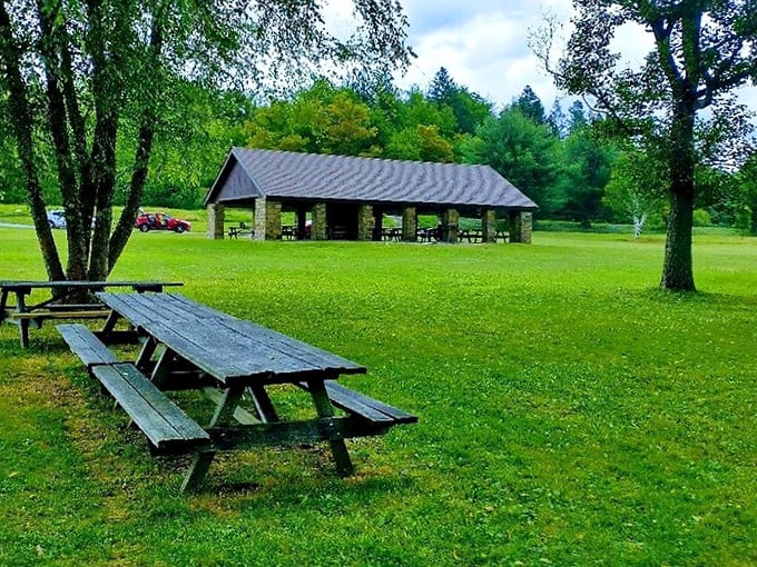 The pavilion—Pennsylvania's answer to the Mediterranean pergola, minus the ouzo but with all the charm.