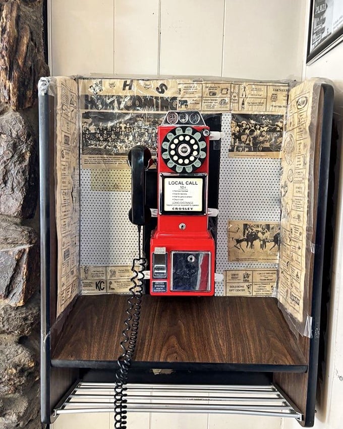 The vintage payphone booth – where Superman would change if he needed to save the day after enjoying a slice of Goldies' apple pie.