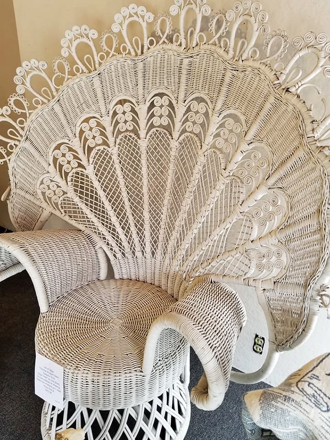 The peacock wicker chair—where 1970s bohemian dreams meet today's Instagram-worthy statement piece. Worth every penny.