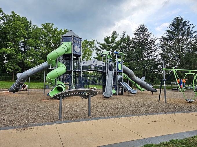 The modern playground proves Covered Bridge Park isn't just about history—it's where memories are being made by today's Pennsylvania families.