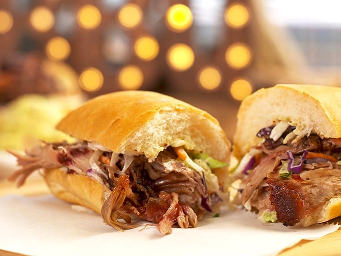 The pulled pork sandwich: tender strands of smoky pork nestled in French bread with just enough crunch to create textural paradise.
