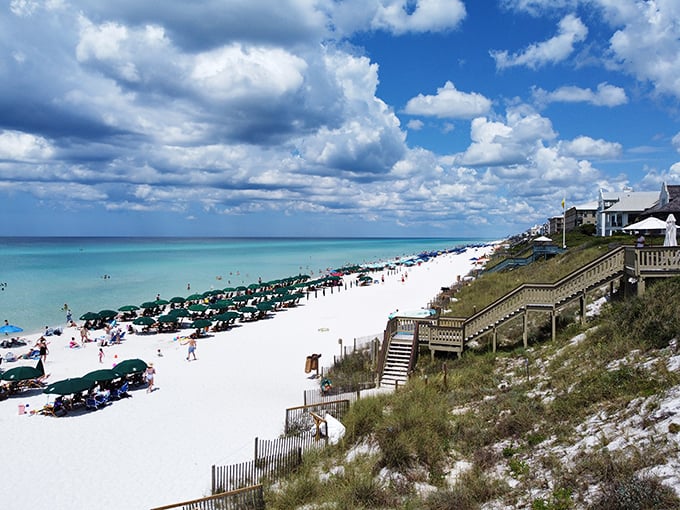 That sugar-white sand and turquoise water isn't a Caribbean postcard—it's just another Tuesday in Rosemary Beach.
